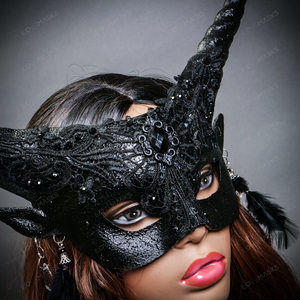 ILOVEMASKS | Accessories | Krampus Horn Lace Animal Devil Women Mask ...